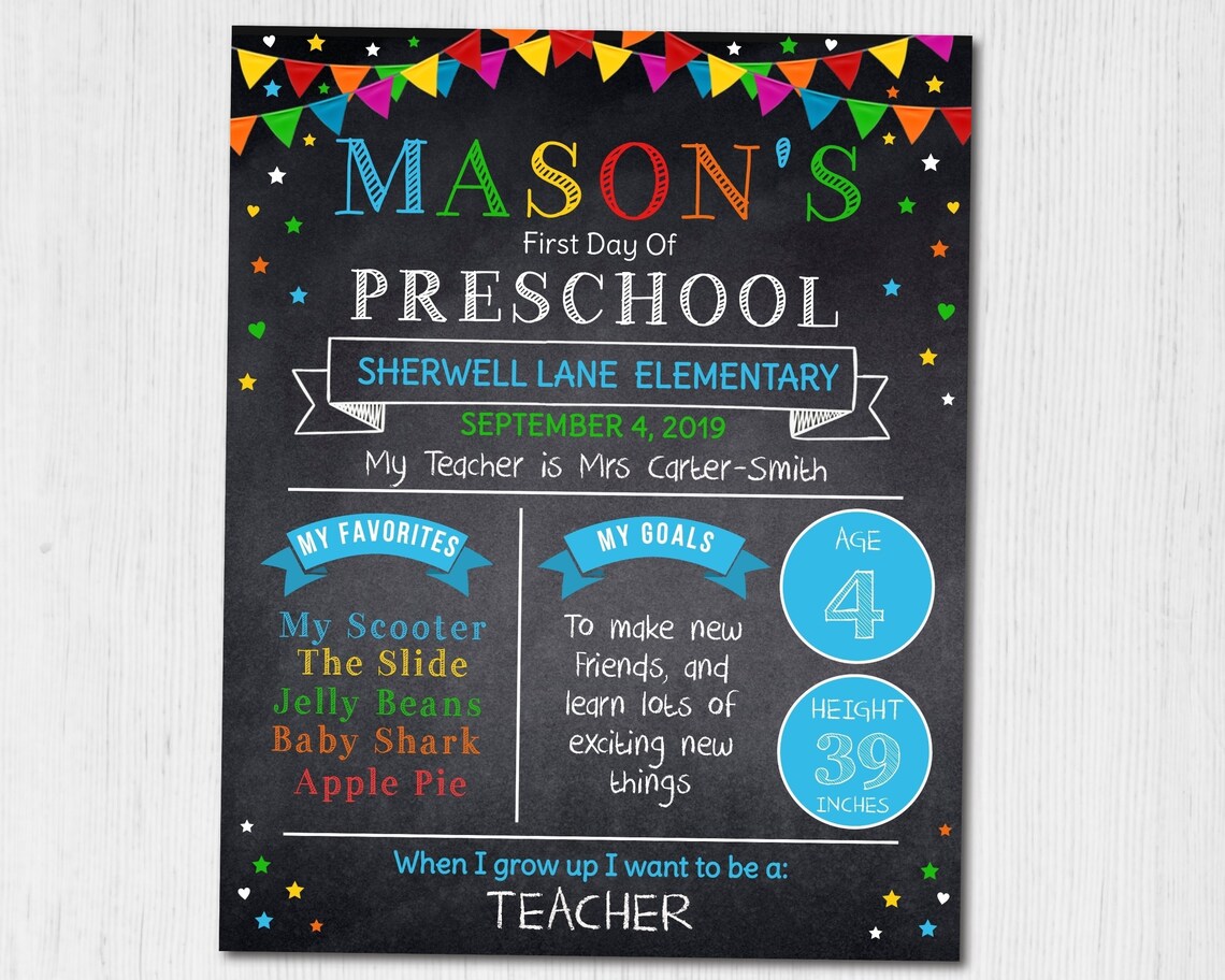 Editable Back to School Photo Prop 1st Day of School Sign - Etsy