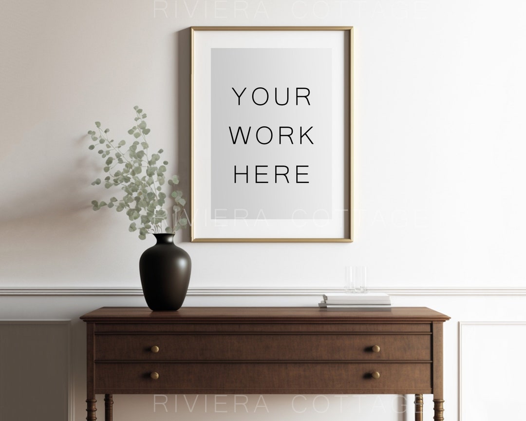 Console Table Mockup With Frame Country Farmhouse Vintage Antique Decor ...