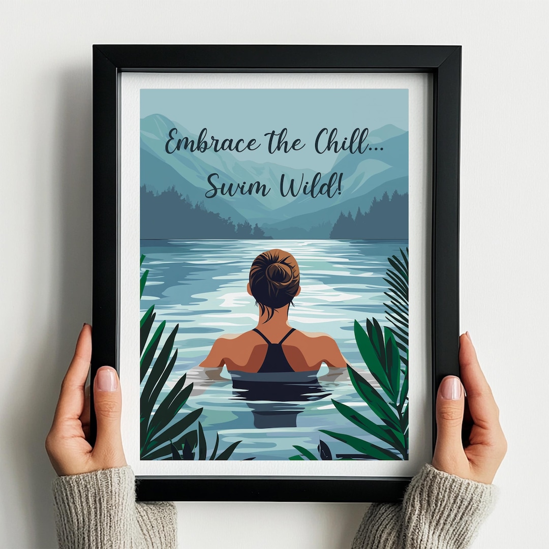 Swim Wild Art Print - Wild Swimming Gift, Cold Water Swimming Lake ...