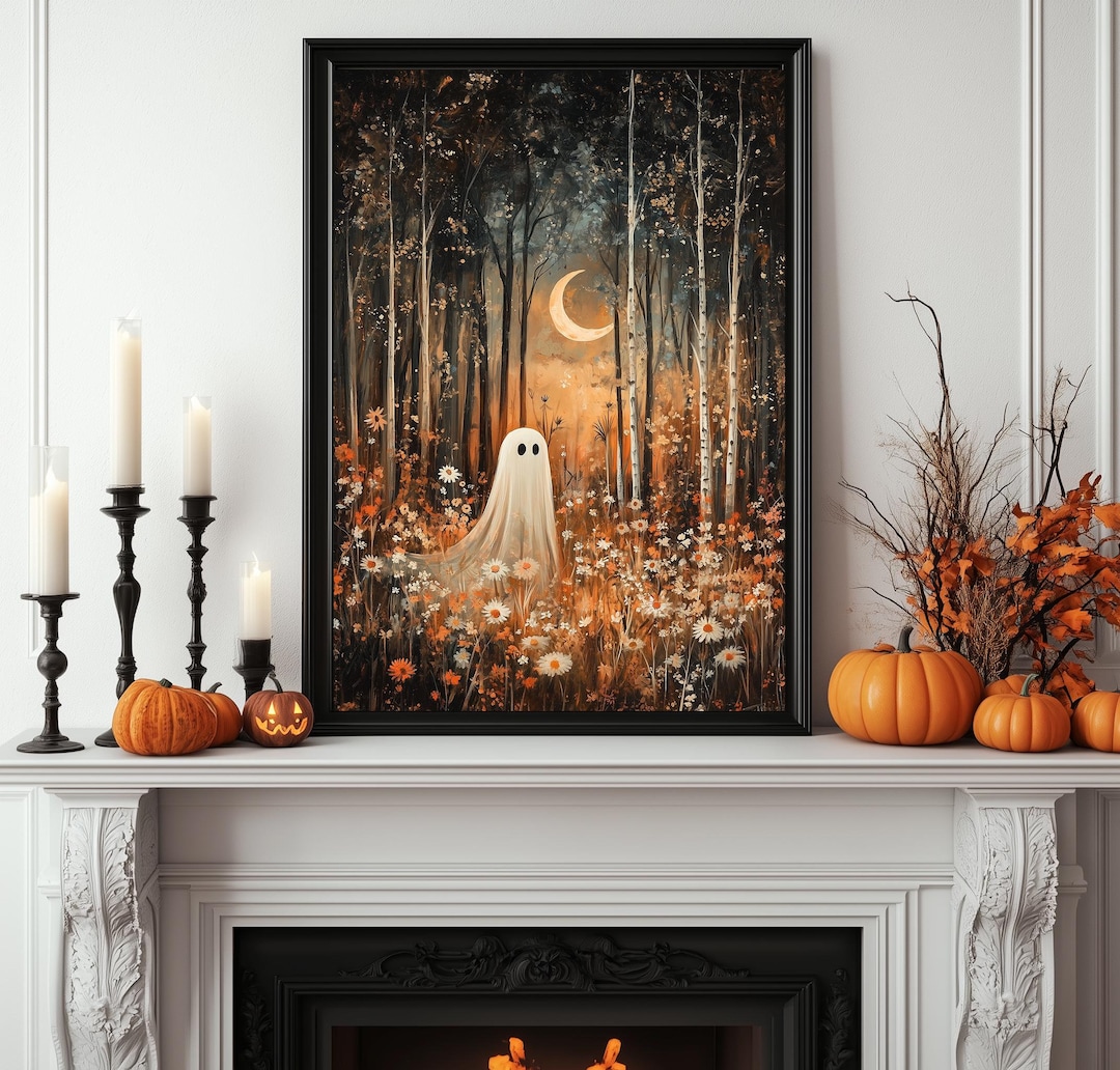 Ghost in Enchanted Forest Meadow Wall Art. Printable Whimsical ...