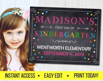 EDITABLE Back to School Photo Prop 1st Day of School Sign | Etsy