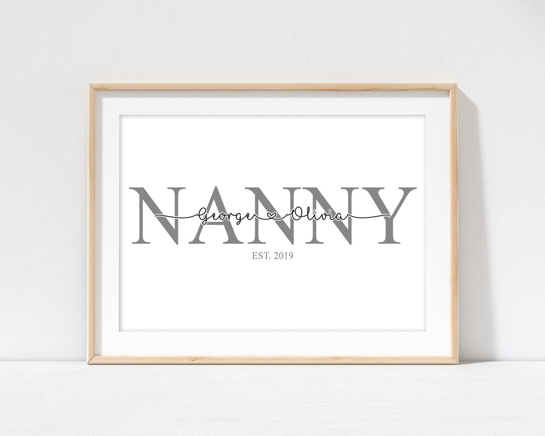 Personalised Nanny Gift, Nan or Nana Print From Grandkids. Family Name ...
