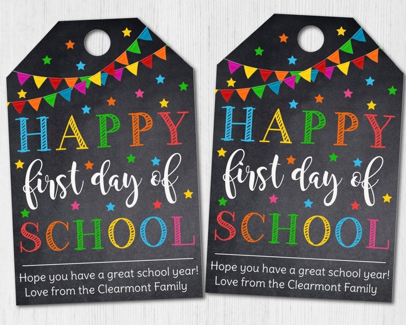 Editable Happy First Day Of School Tags Back To School Labels | Etsy