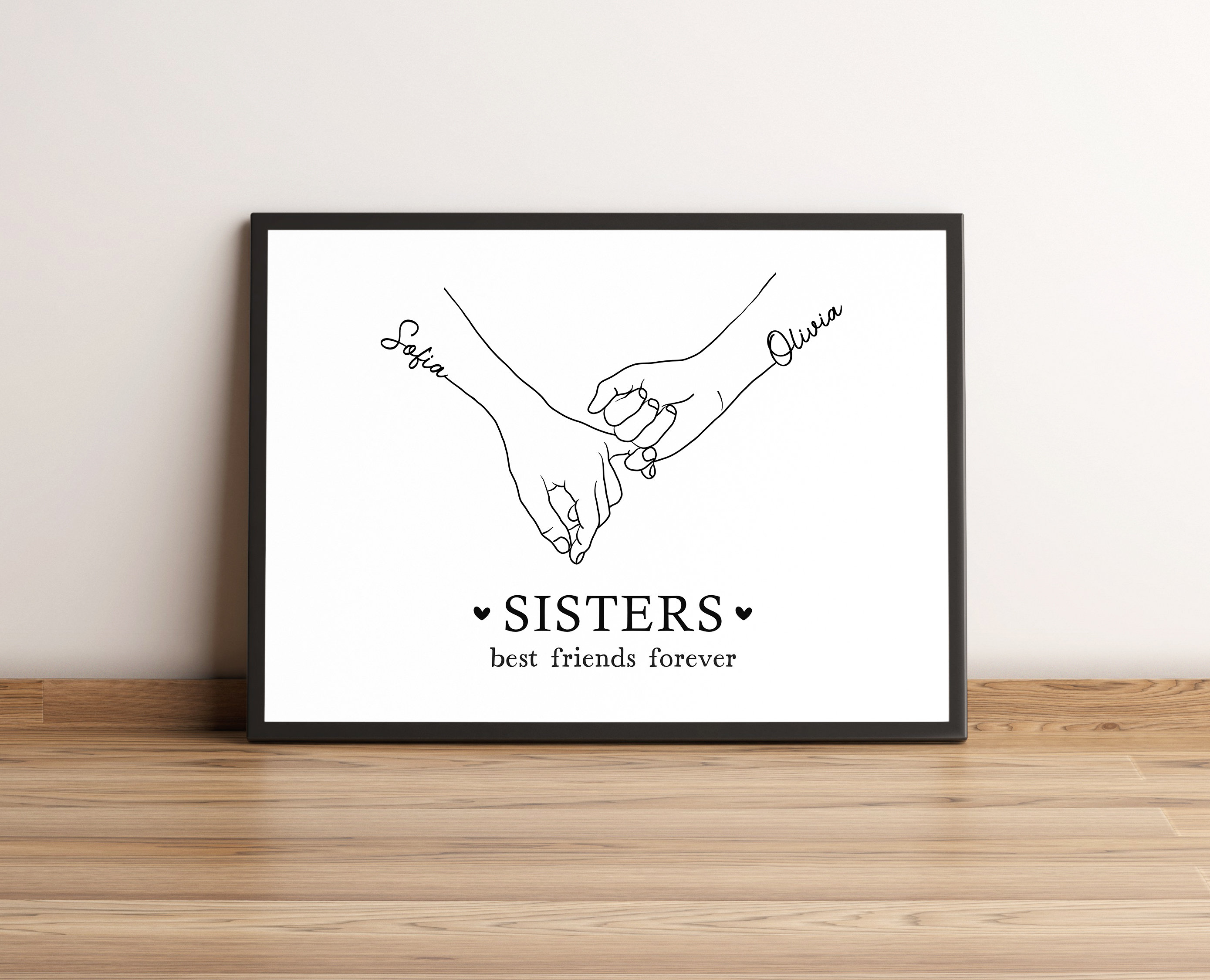 Personalised Sister Print, Line Drawing Sister Gift. Sister Birthday ...