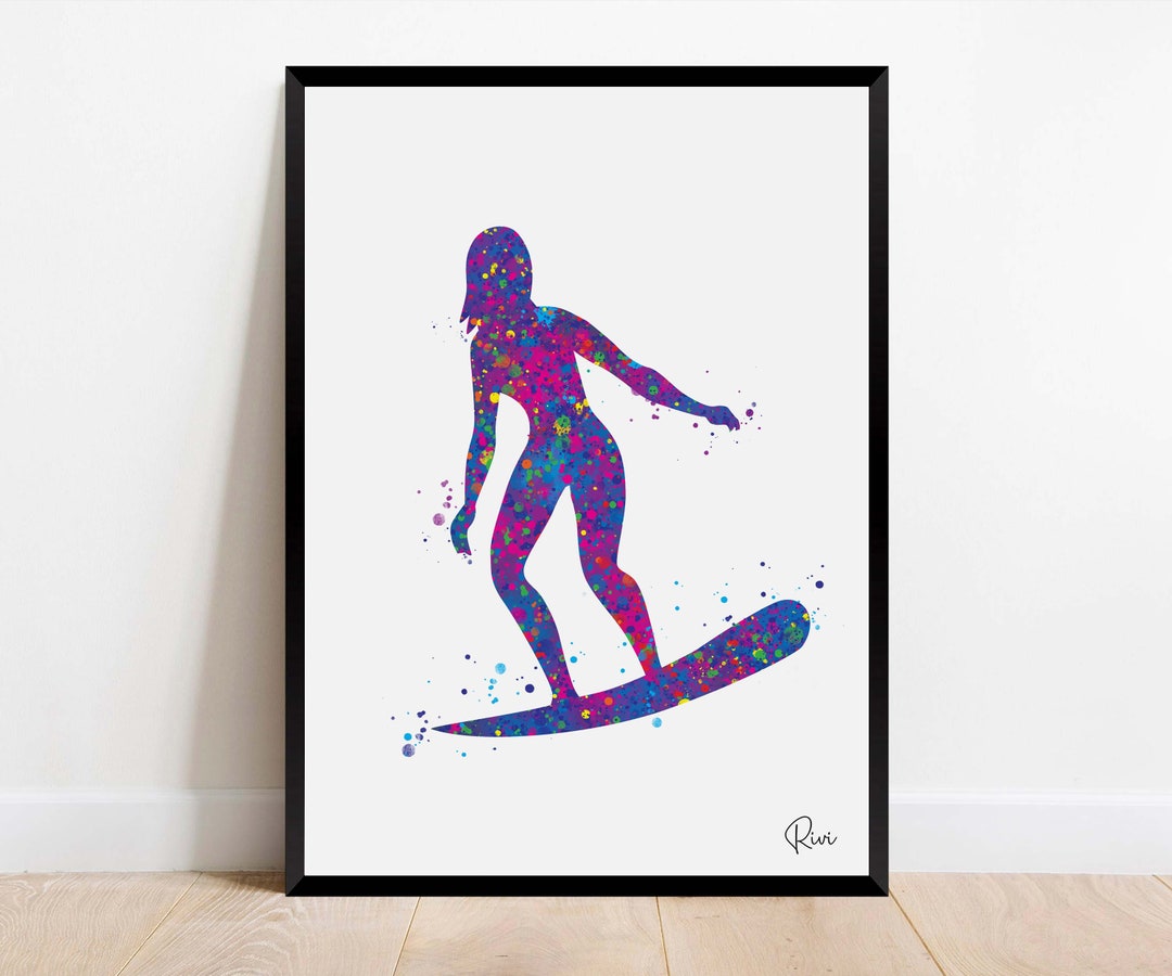 Surfer Print Wall Art. Surfing Girl Poster Print. Surf Gifts for Girls ...