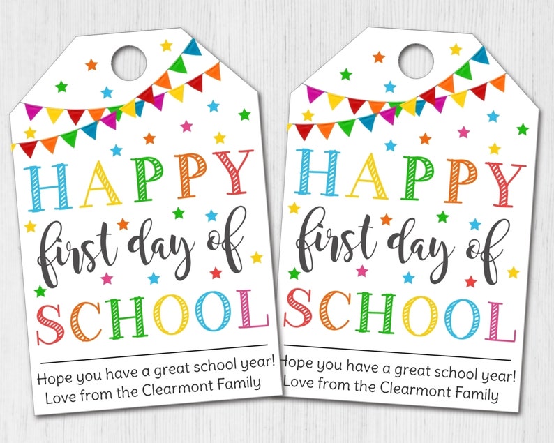 Editable Happy First Day Of School Tags Back To School | Etsy