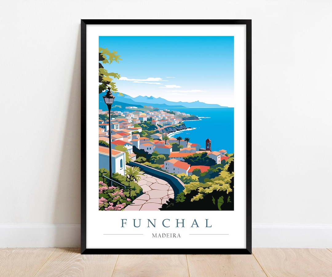 Funchal Madeira Travel Poster - Portugal, Illustration, Wall Artwork ...