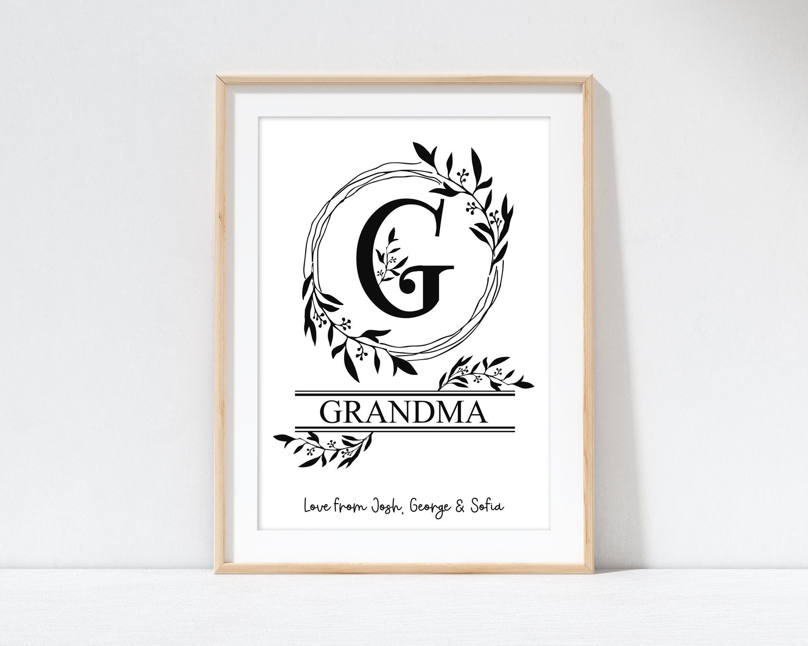 Personalised Grandma Gift Granny or Gran Print. Family Name | Etsy