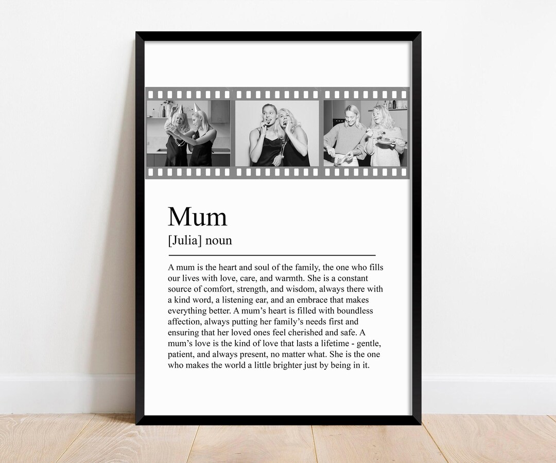 Personalised Mothers Day Gift, Mum Definition Print. Mum Daughter Photo ...