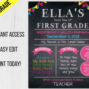 EDITABLE Back to School Photo Prop, 1st Day of School Sign ...