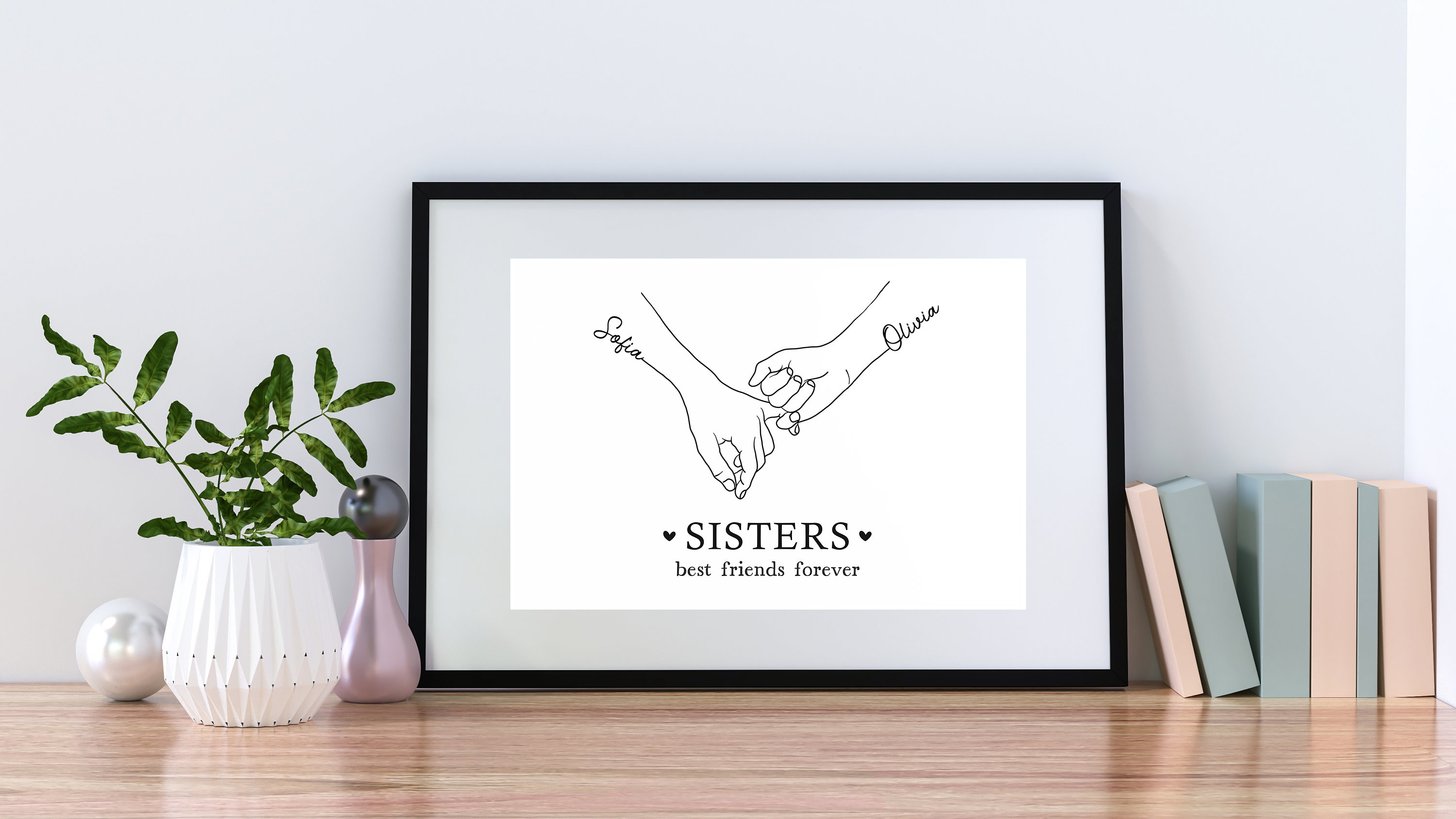 Personalised Sister Print, Line Drawing Sister Gift. Sister Birthday ...