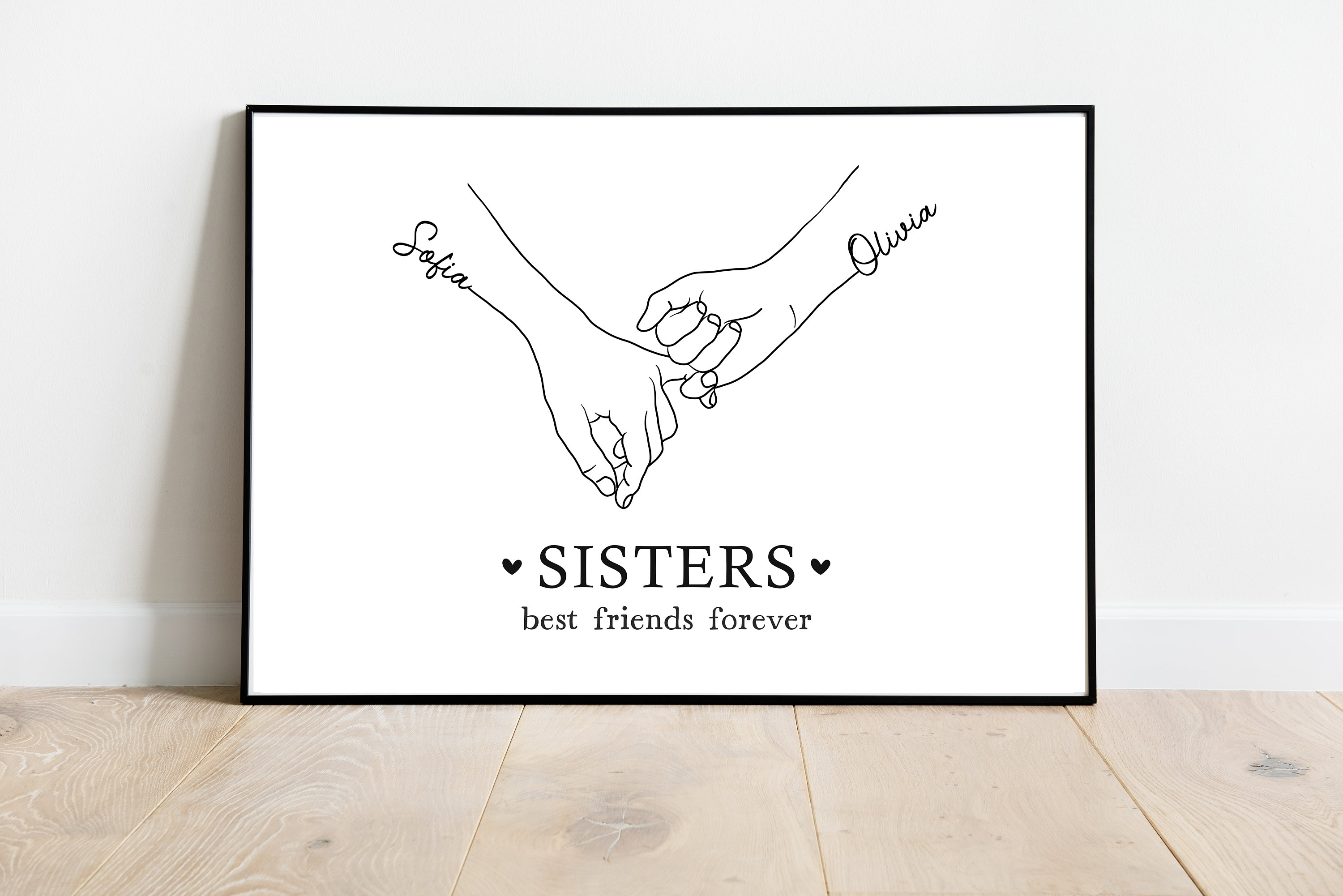 Personalised Sister Print, Line Drawing Sister Gift. Sister Birthday ...
