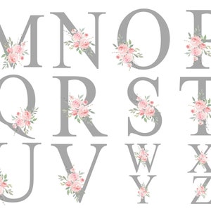 Set of 3 Initial Print Nursery Decor Personalised. Pink Watercolour ...