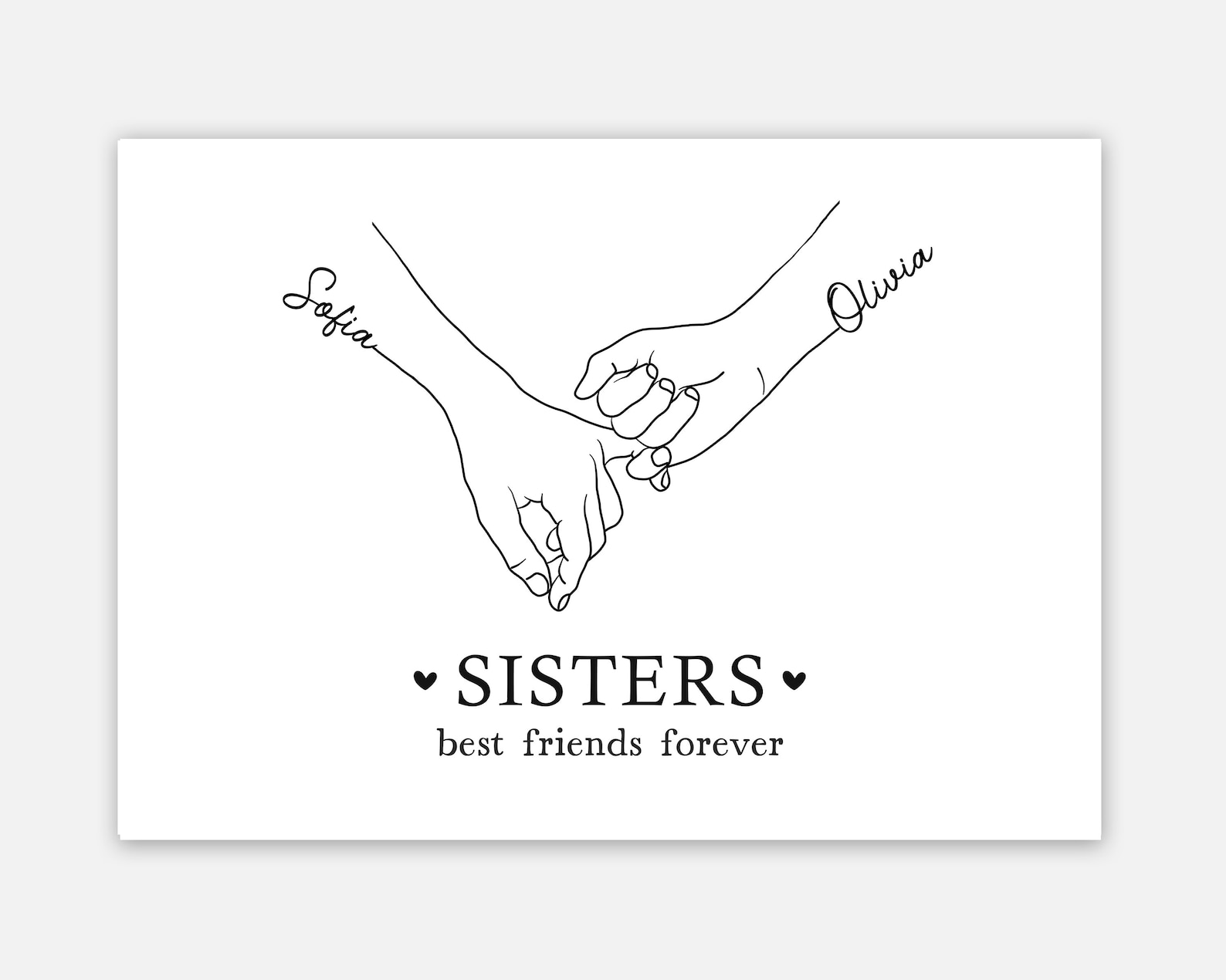 Personalised Sister Print, Line Drawing Sister Gift. Sister Birthday ...
