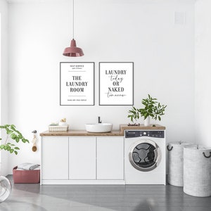 Laundry Room Prints, Utility Room Gallery Wall Art, Washing Machine Set ...