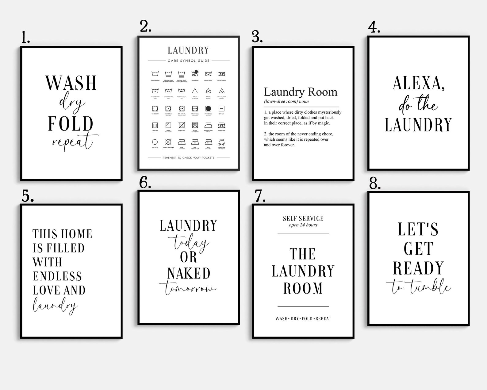 Laundry Room Prints, Utility Room Gallery Wall Art, Washing Machine Set ...