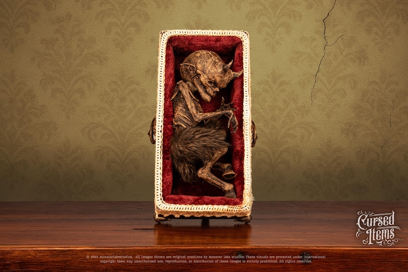 Mummified Satyr Specimen in Gothic Coffin – Cryptid Relic Display - Etsy UK
