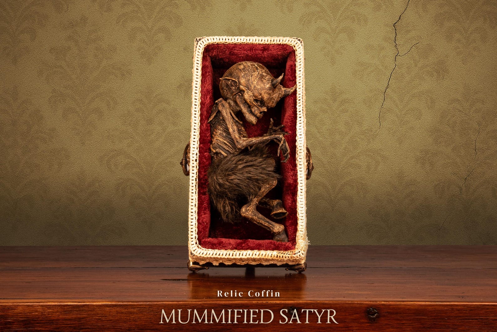 Mummified Satyr Specimen in Gothic Coffin – Cryptid Relic Display - Etsy
