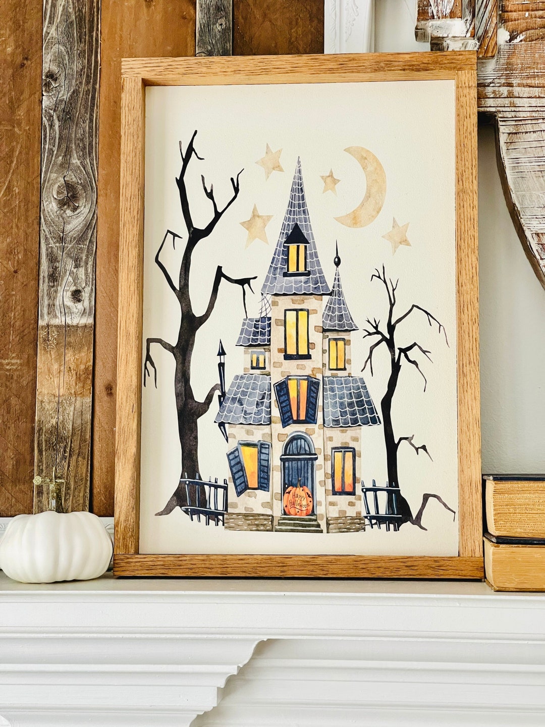Haunted House Wooden Sign, Halloween Decor, Gift for Fall - Etsy