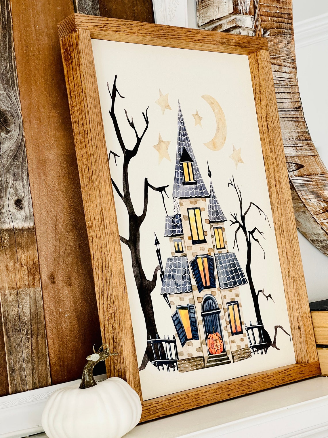 Haunted House Wooden Sign Halloween Decor Gift for Fall - Etsy