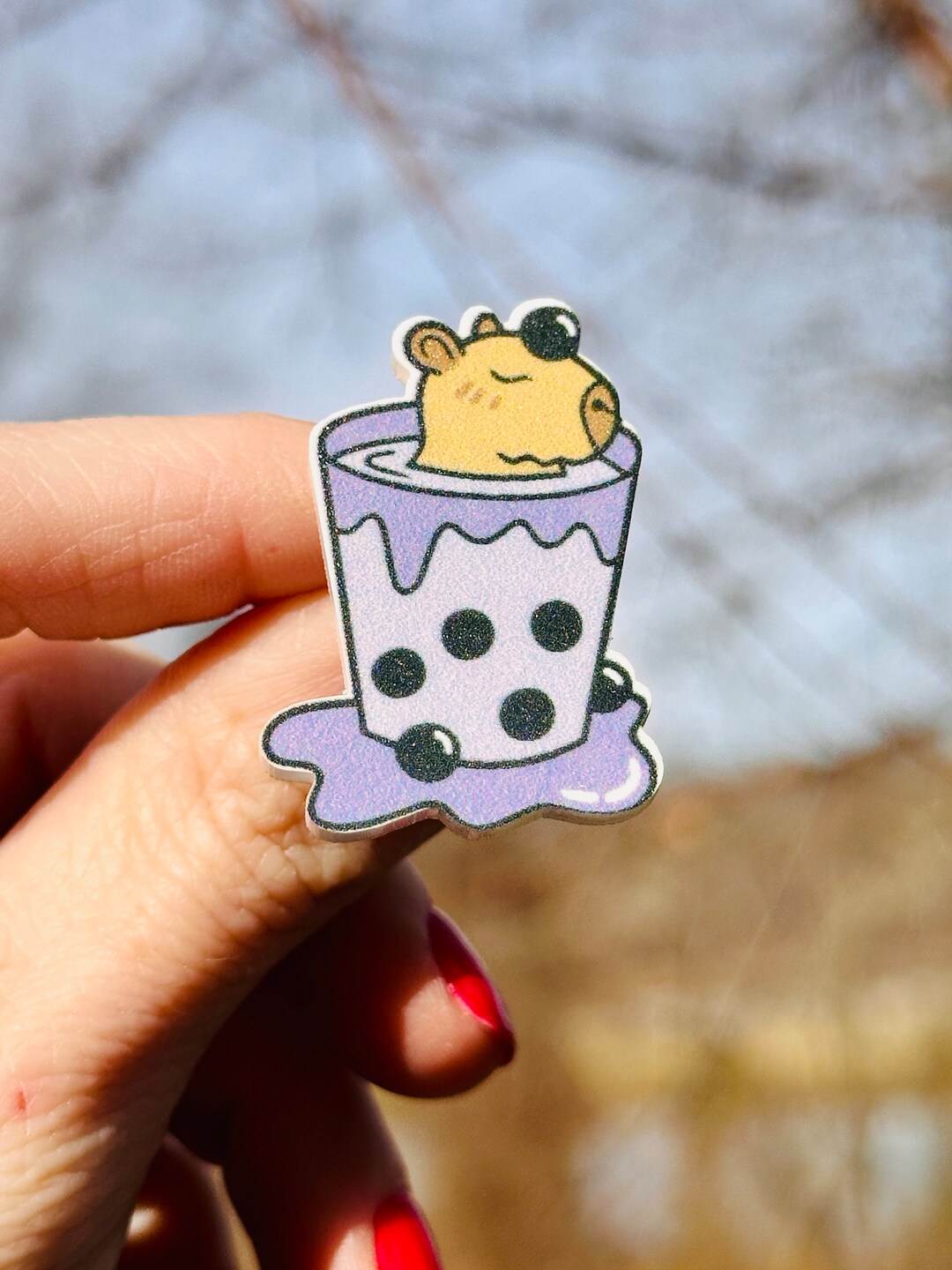 Capybara Pin, Capybara in Bubble Tea, Boba Tea, Cute Capybara Gift - Etsy