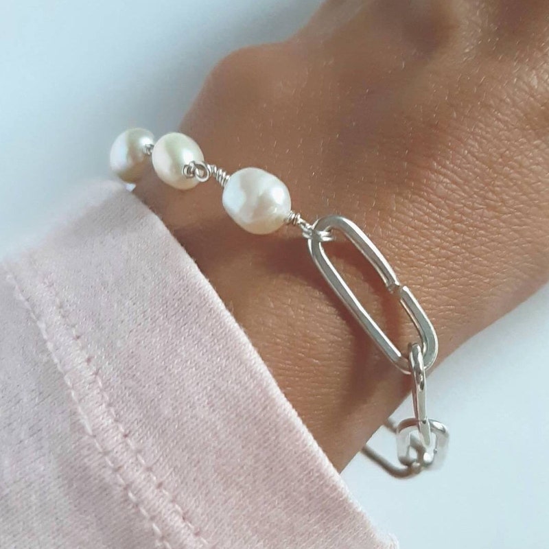 Pearl Chain Bracelet - Etsy