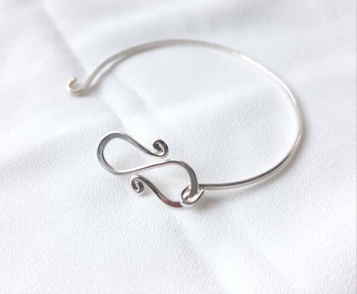 Handmade Sterling Silver Infinity Bangle Bracelet, Bohemian Jewelry - Etsy