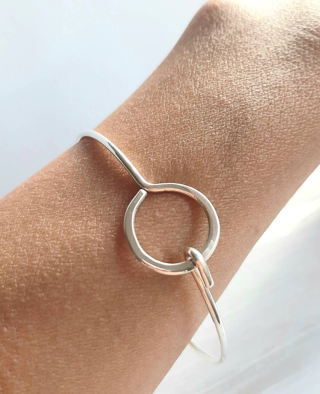 Sterling Silver Circle Bangle, Karma Circle Bangle, Eternity Ring Bangle, Open Bangle, Silver ...