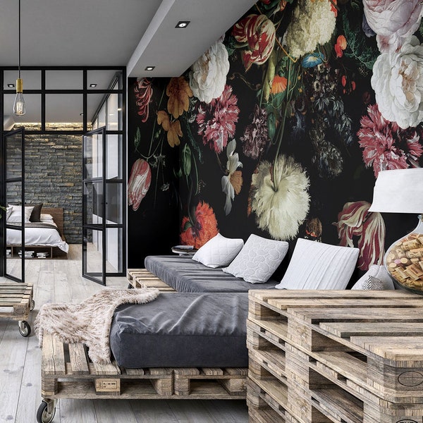 Dutch Floral Wallpaper - Etsy