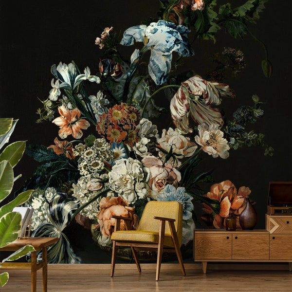 Dutch Floral Wallpaper - Etsy