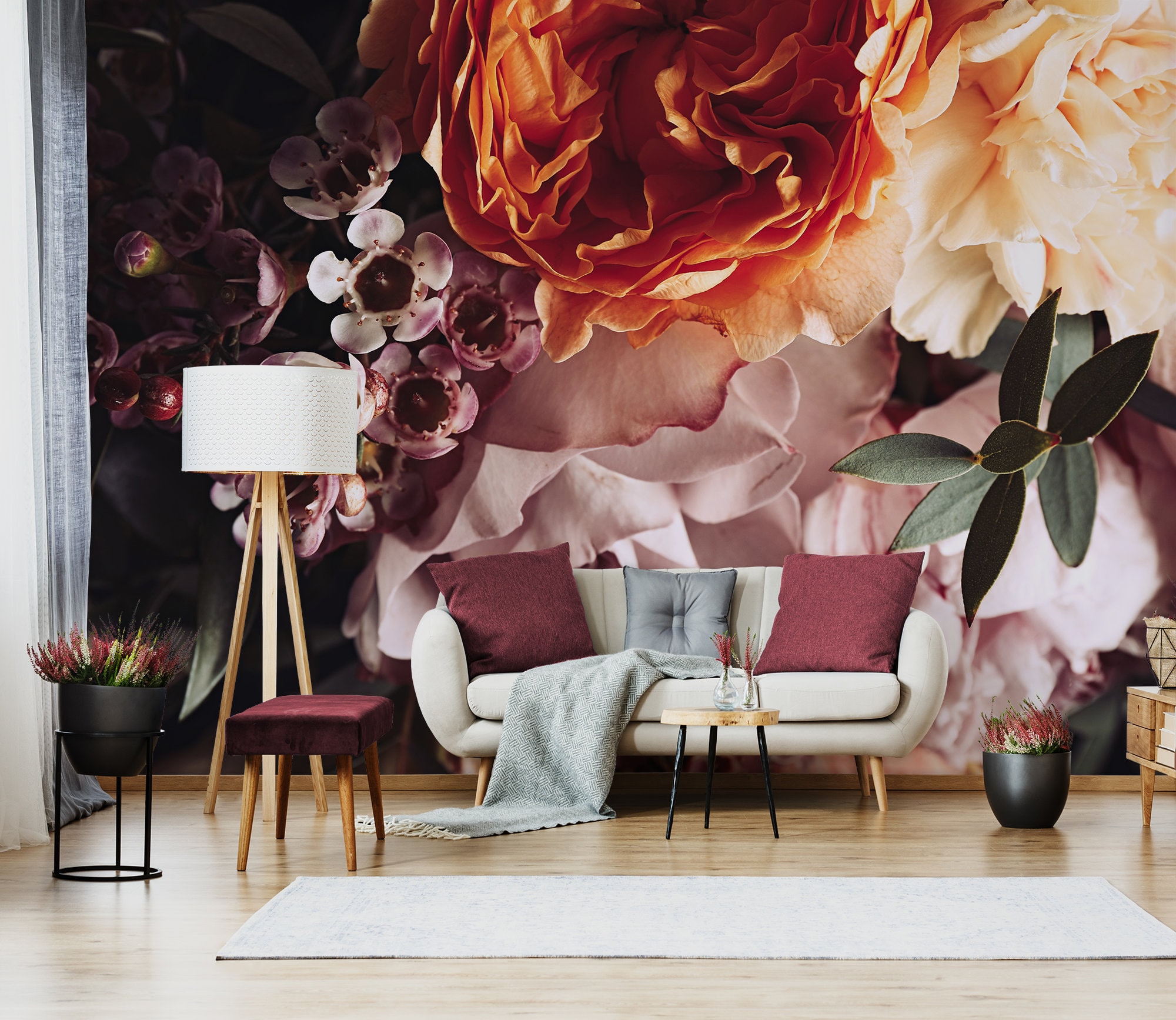 Floral Photo Wallpaper Mural Peel and Stick Wall Mural | Etsy