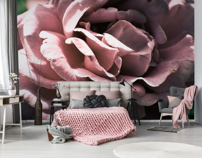 Large Rose Floral Wallpaper Modern Style Wallpaper Self - Etsy