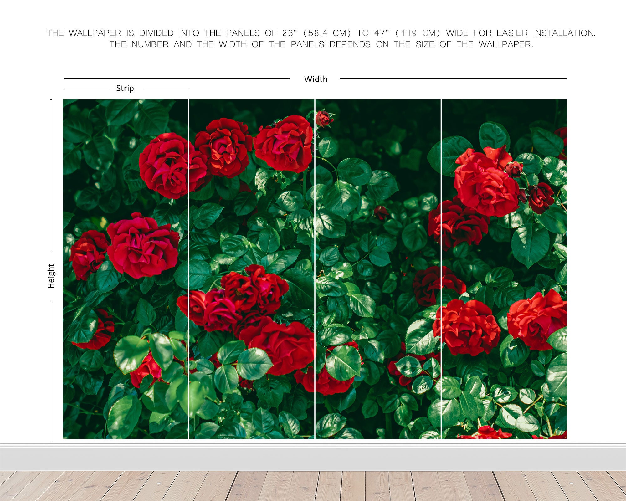 Garden Red Roses Wall Mural Peel and Stick Removable - Etsy