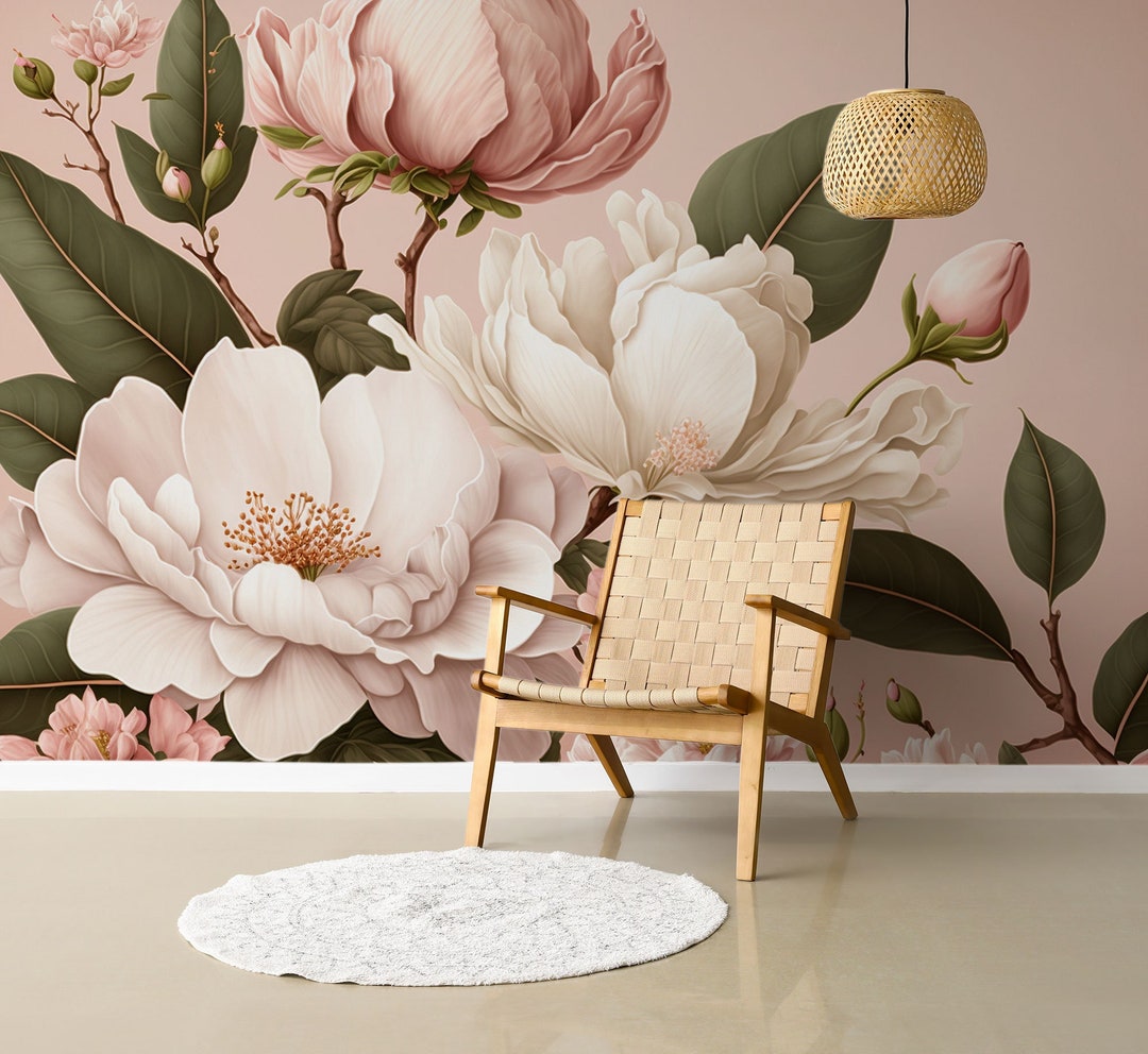 Floral Wall Mural, Bouquet of Flowers Wallpaper, Self Adhesive, Peel ...