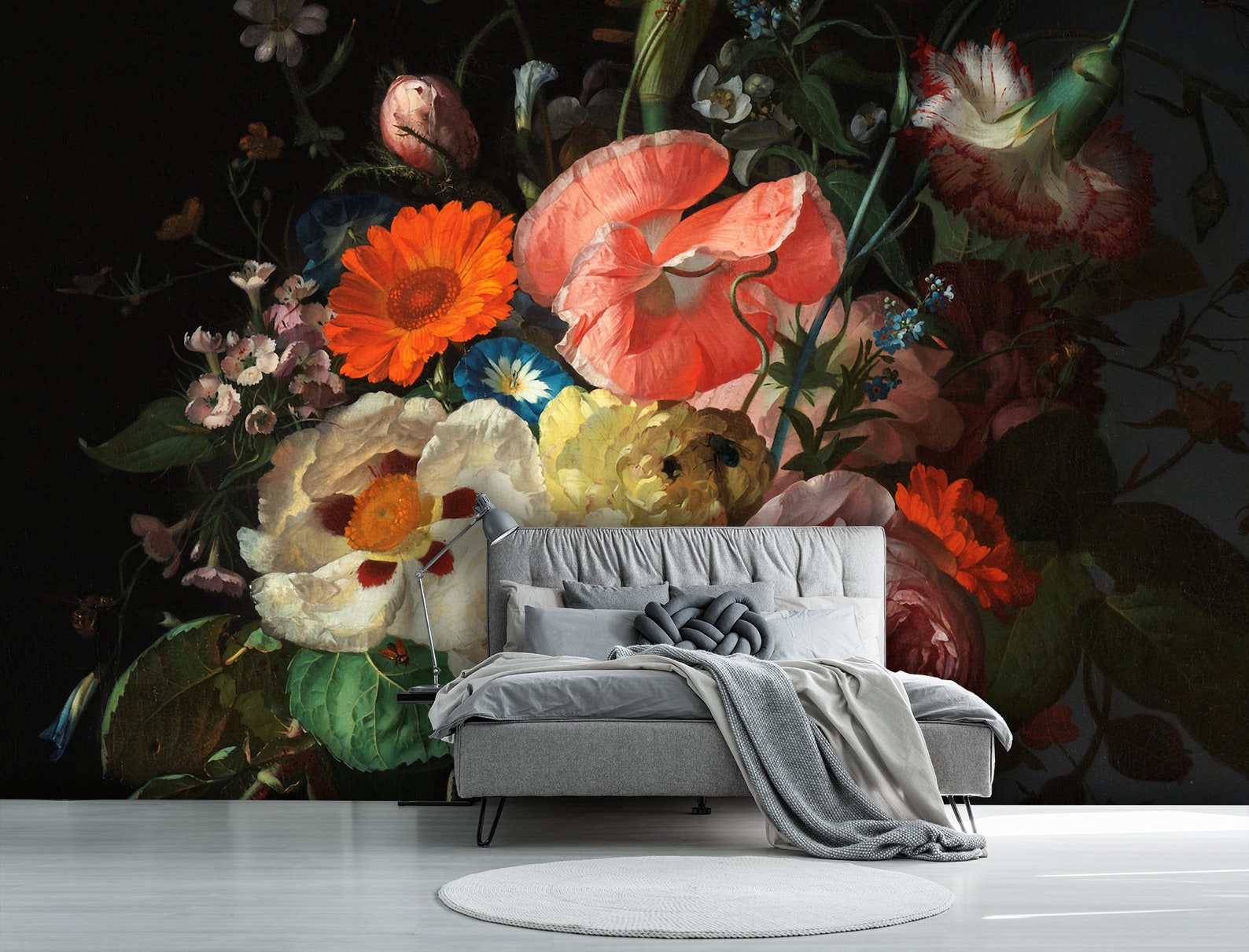 Baroque Floral Wallpaper, Peel and Stick Wall Mural With Dutch Floral ...