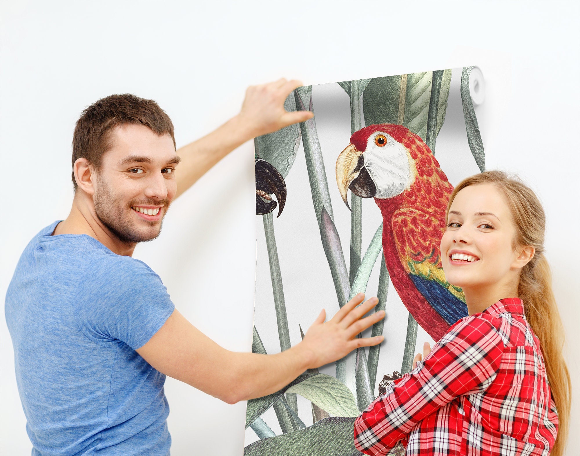 Tropical Wall Mural With Parrots Self Adhesive Removable - Etsy