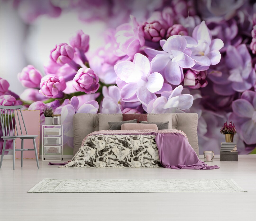 Lilac Tree Wall Mural, Self Adhesive Removable Wallpaper, Spring Floral ...