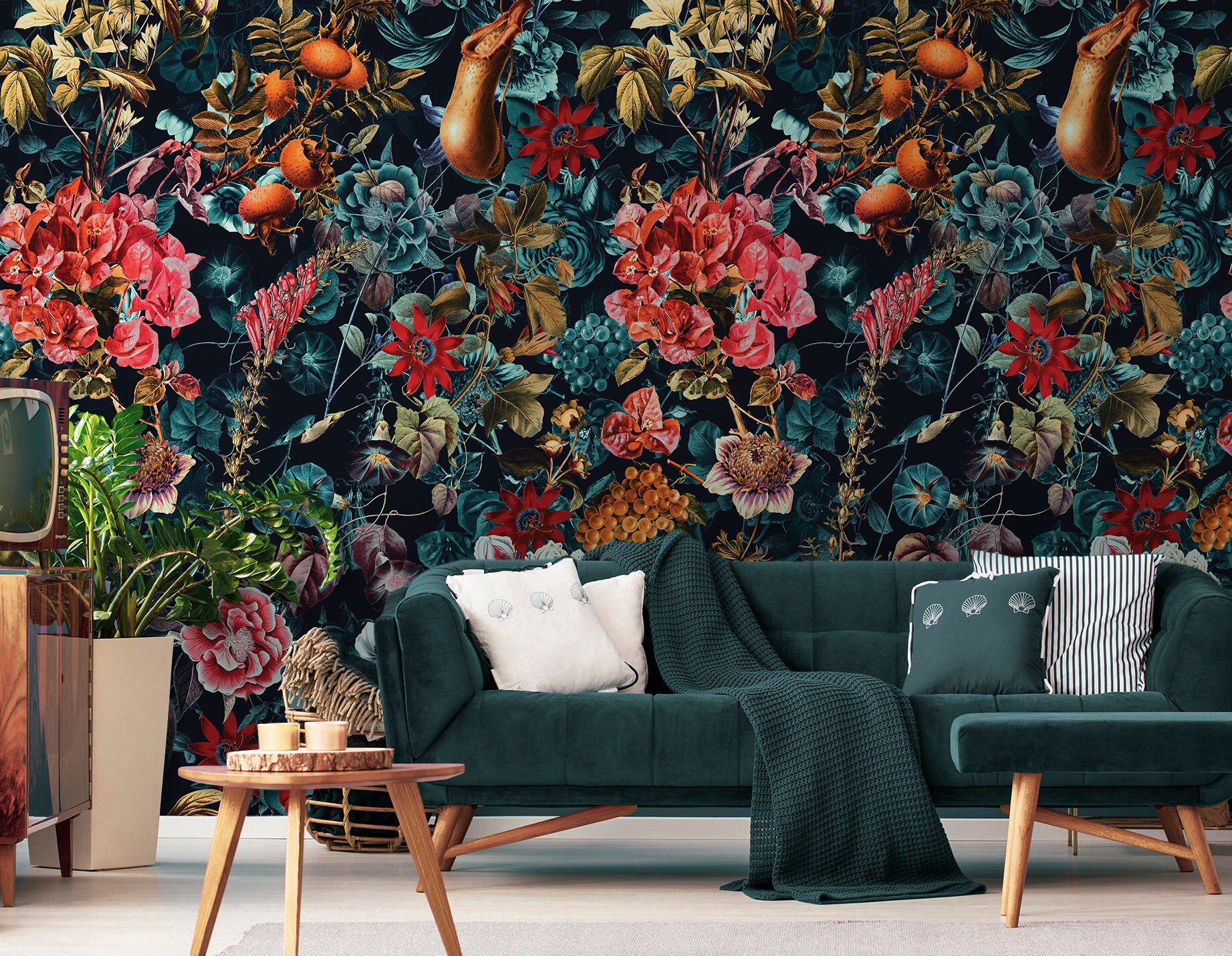 Home Décor Home & Living Magpie Floral Wallpaper Temporary Wallpaper ...