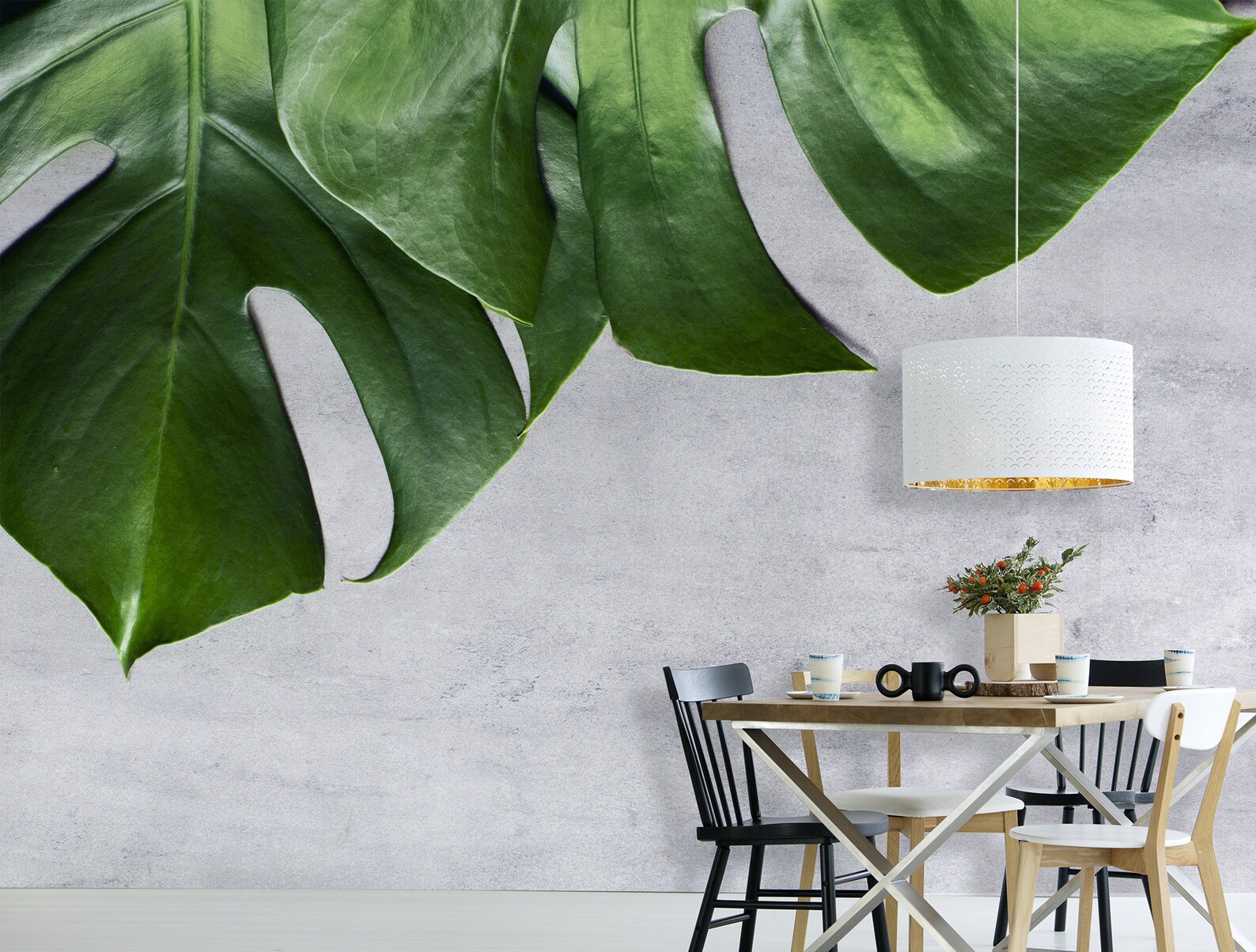 Monstera Leaf on Concrete Wall Self Adhesive Wall Mural - Etsy