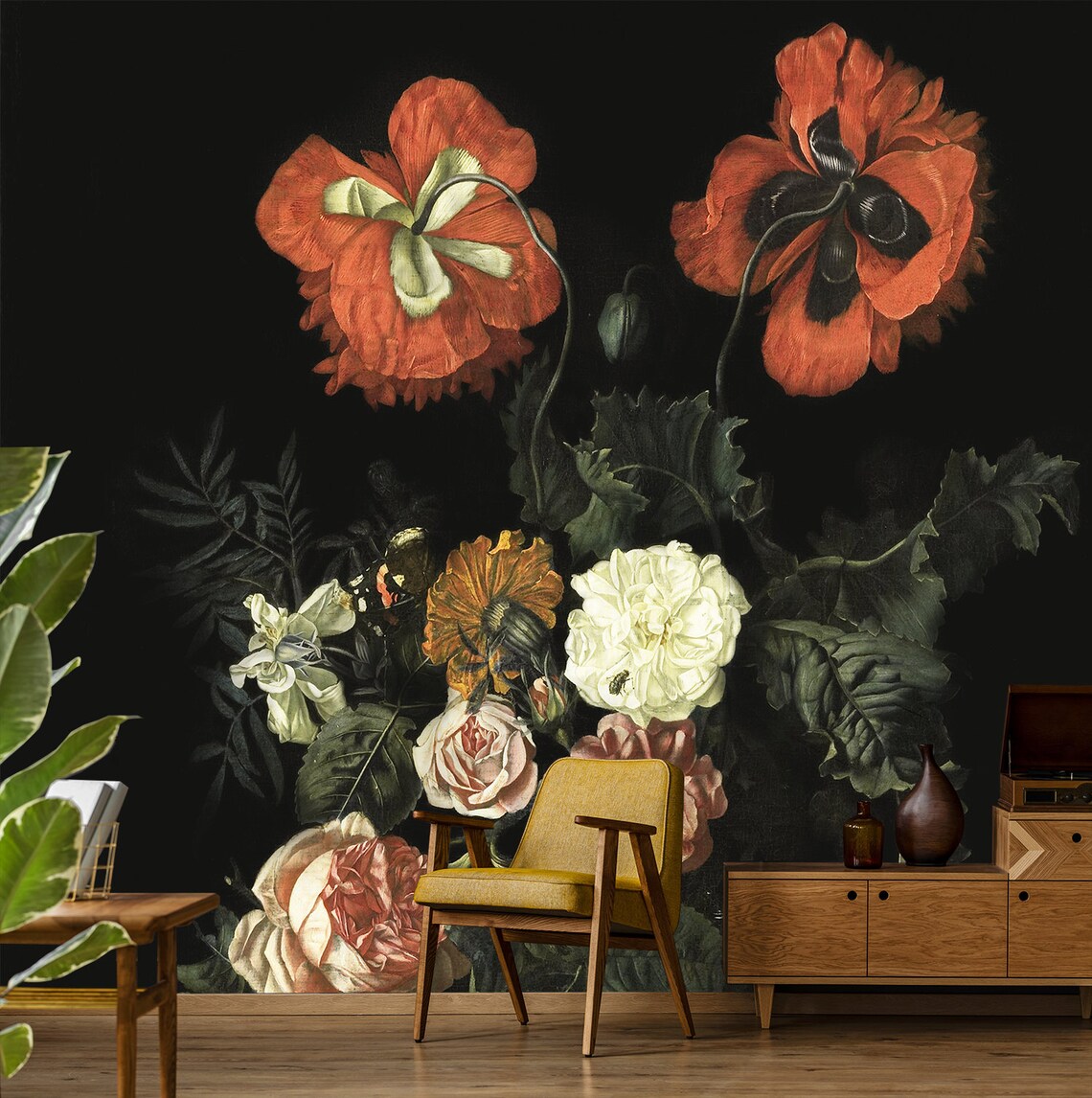 Poppy Flowers Wall Mural Peel and Stick Wallpaper Dutch - Etsy