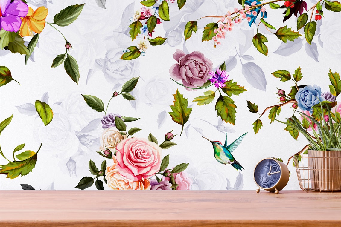 Spring Garden Wallpaper Peel and Stick Wall Mural Removable | Etsy