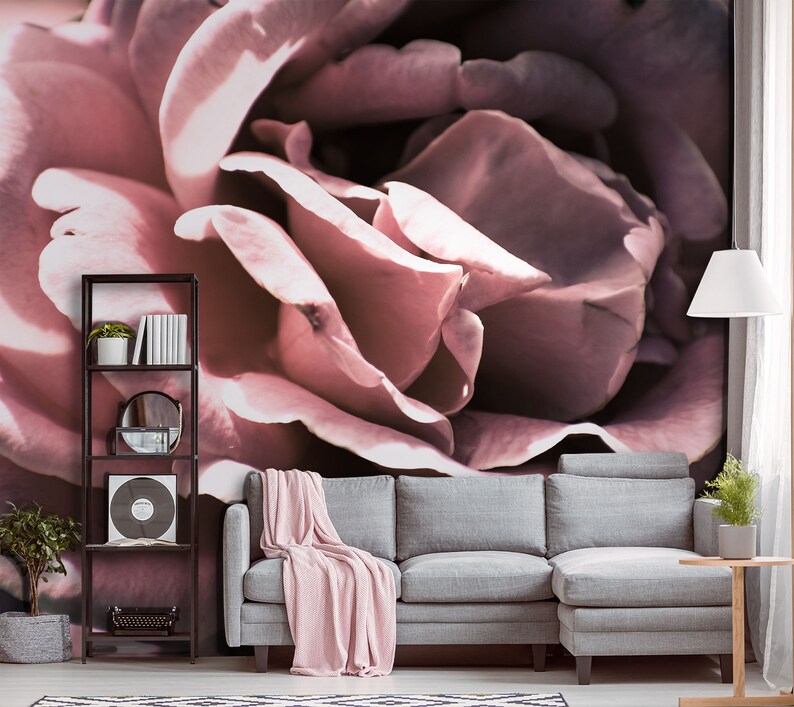 Large Rose Floral Wallpaper Modern Style Wallpaper Self - Etsy