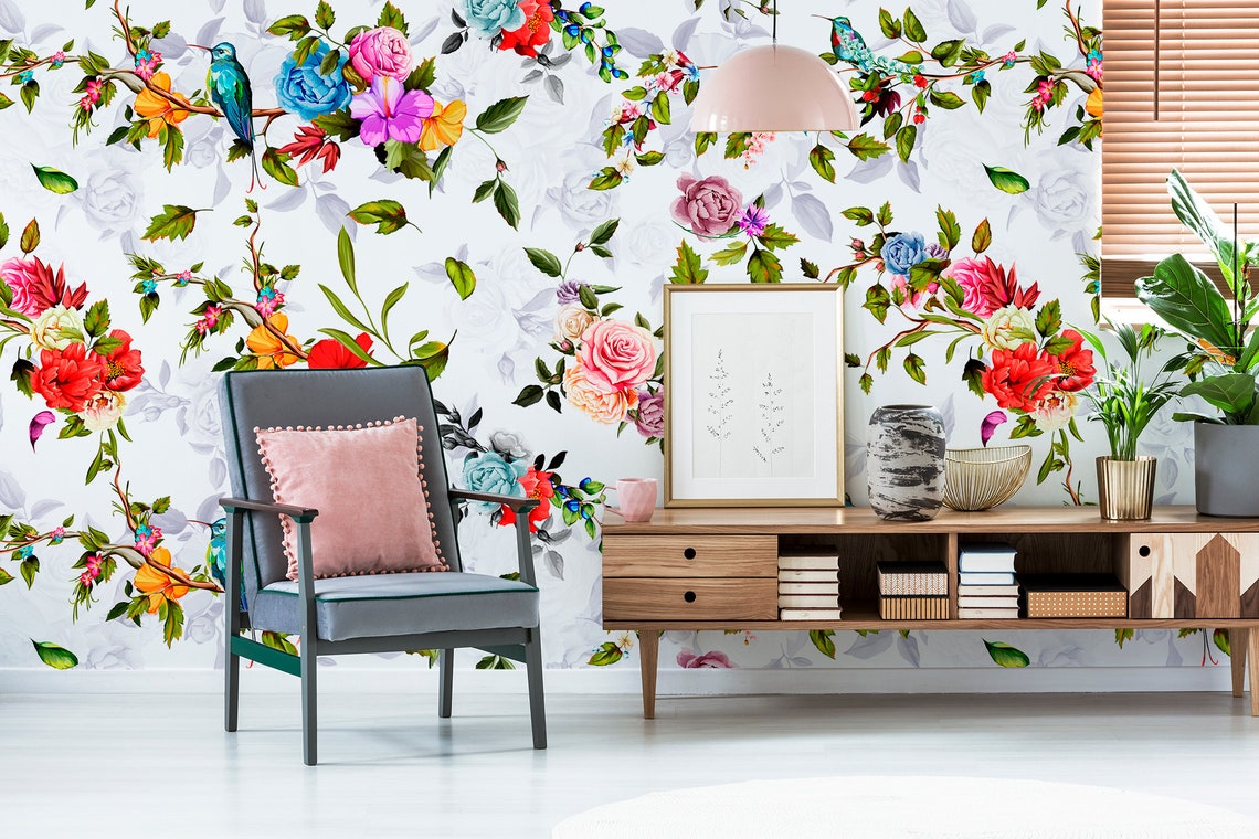 Spring Garden Wallpaper Peel and Stick Wall Mural Removable | Etsy