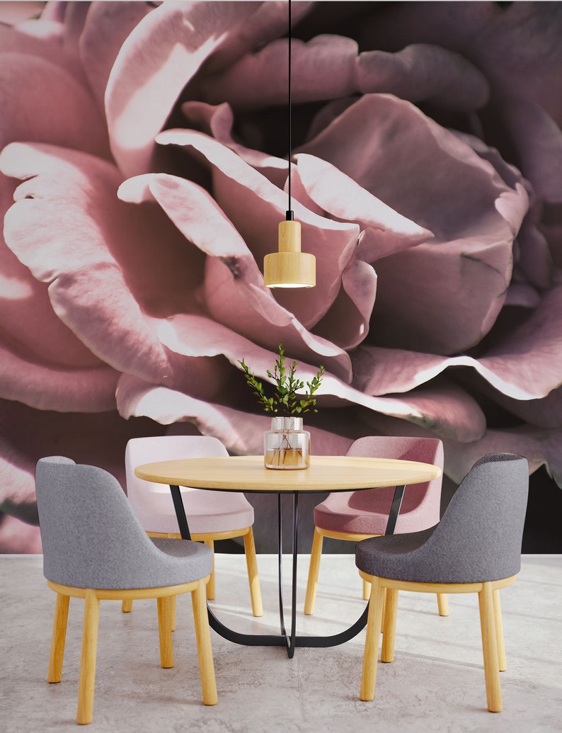 Large Rose Floral Wallpaper Modern Style Wallpaper Self - Etsy