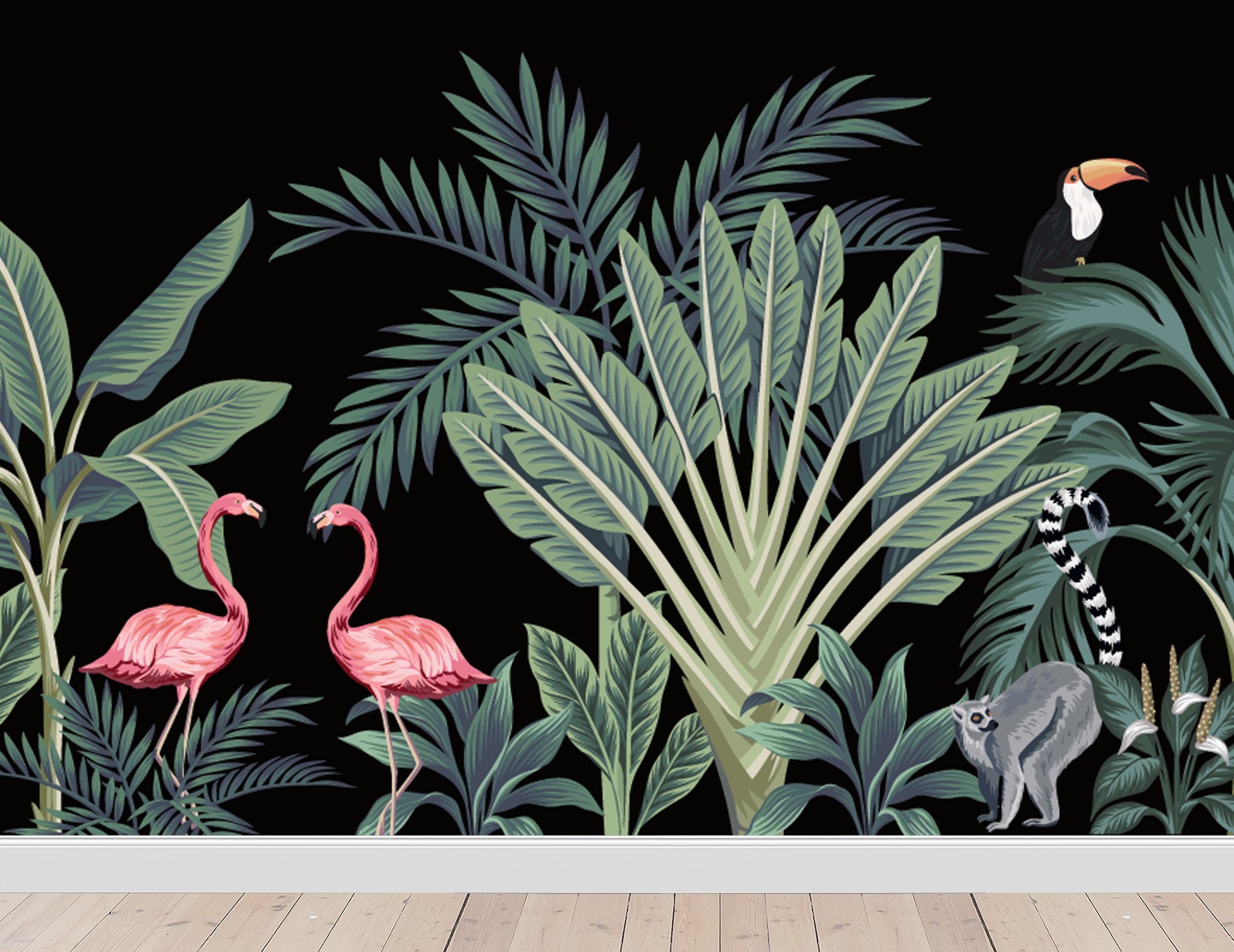 Jungle Wallpaper Mural Removable Wallpaper With Wild Animals | Etsy