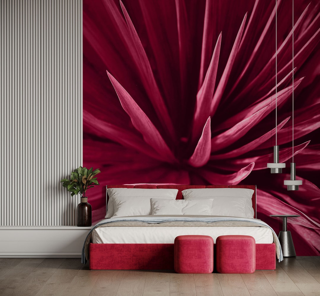 Pink Magenta Color Flower Wall Mural, Floral Wallpaper, Self Adhesive ...