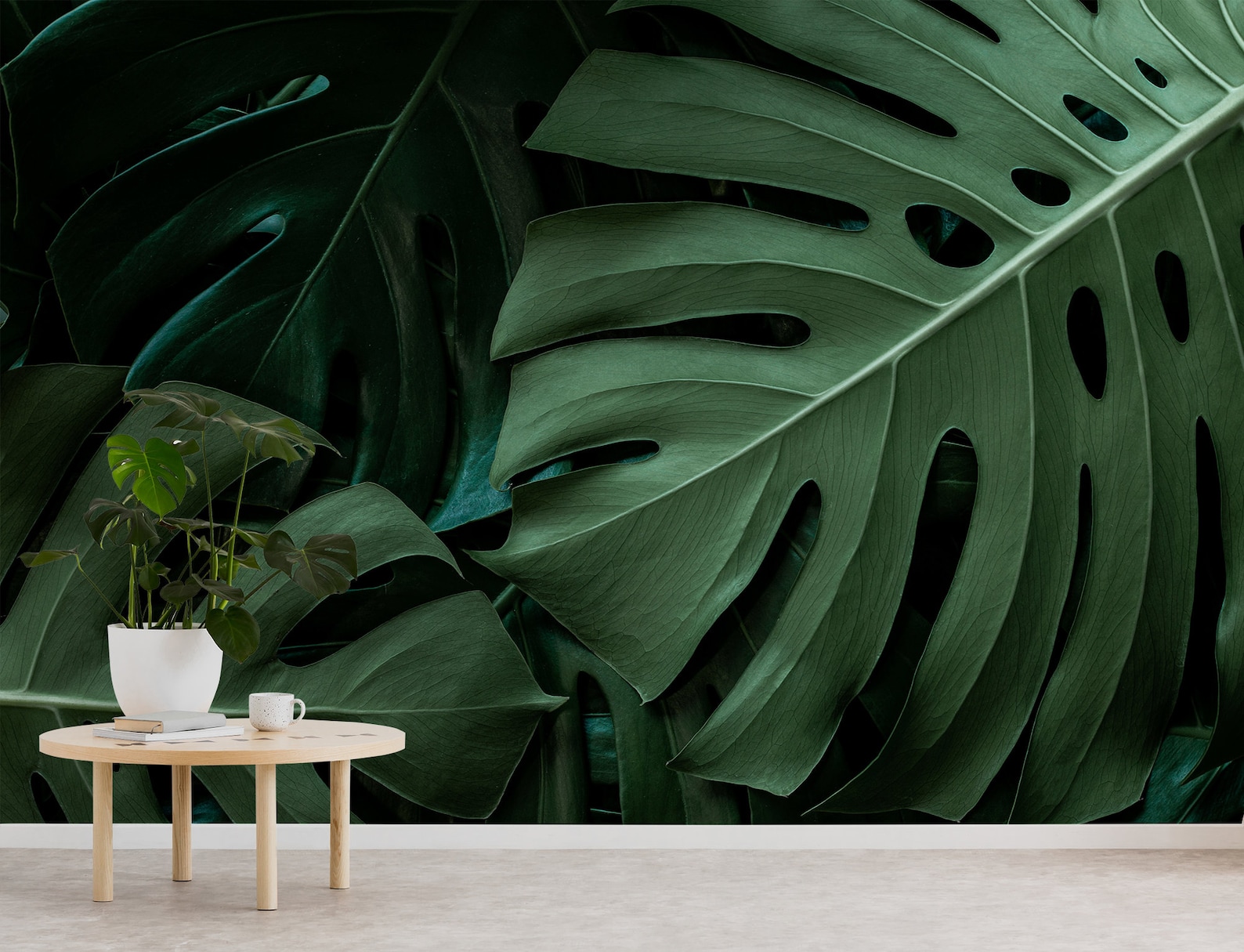 Modern Tropical Monstera Leaf Wall Mural Peel and Stick - Etsy
