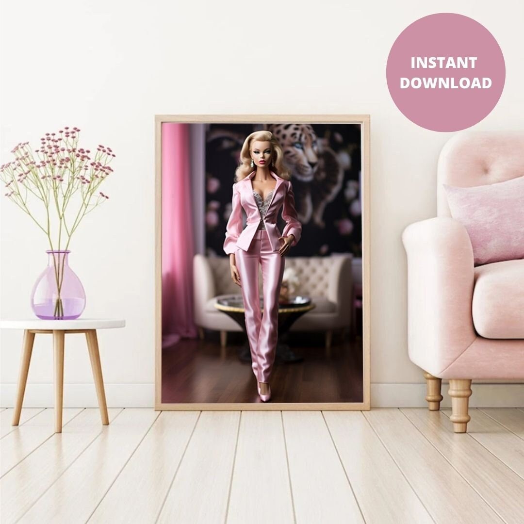 Pink Barbie Art, Doll Poster, Fashion Doll Wall Art, Girly Wall Prints ...