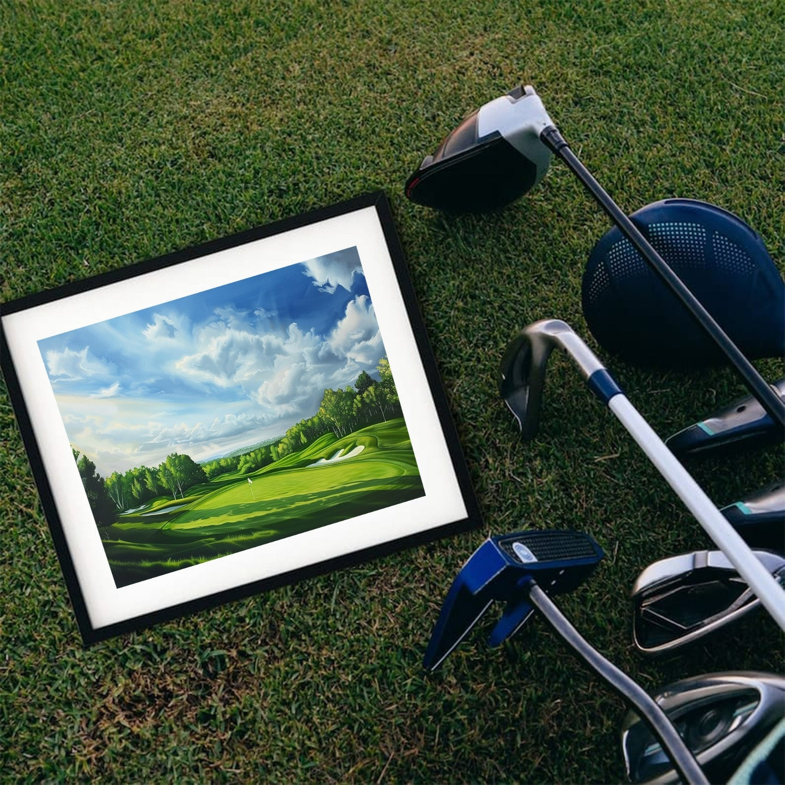 Golf Course Wall Art Fathers Day Gift Golf Lover Painting Golf Club ...