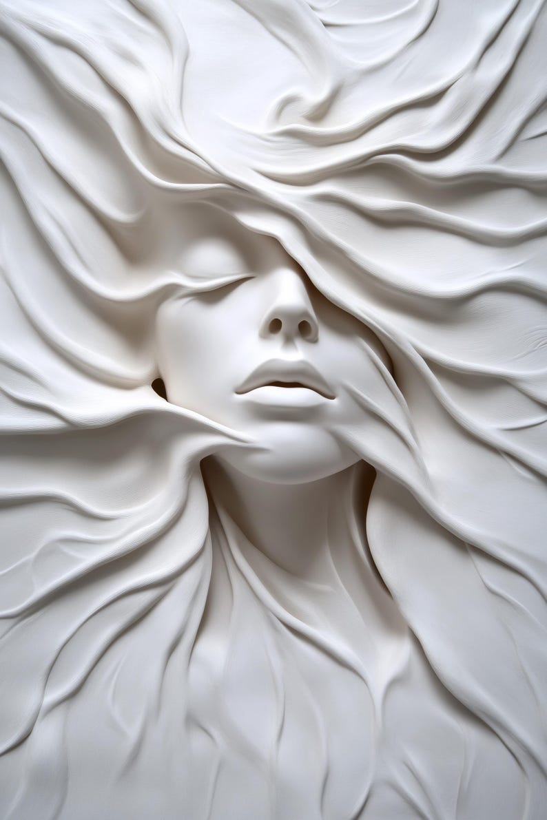 Sculpted Face Wall Art | Minimalist Plaster Painting (digital Download ...